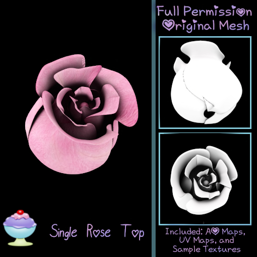 Second Life Marketplace - [Sherbert] Full Perm Single Rose Top (ADD)